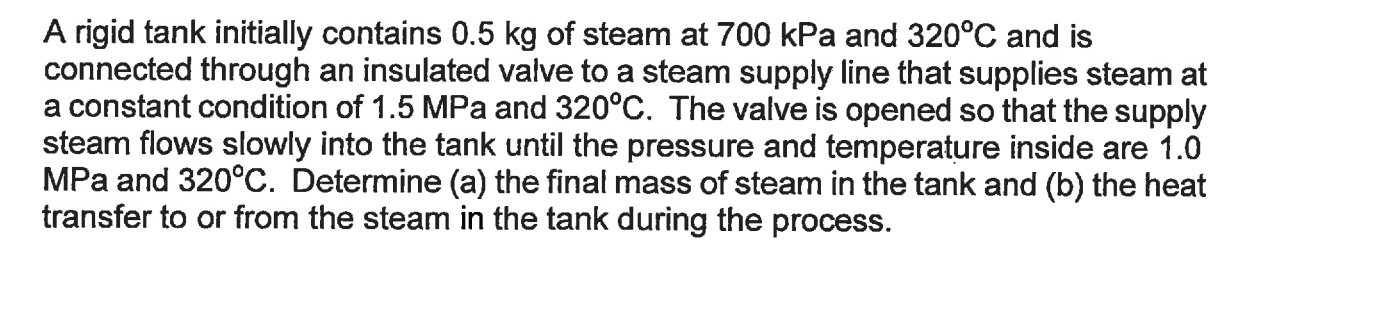 Solved A rigid tank initially contains 0.5 kg of steam at | Chegg.com