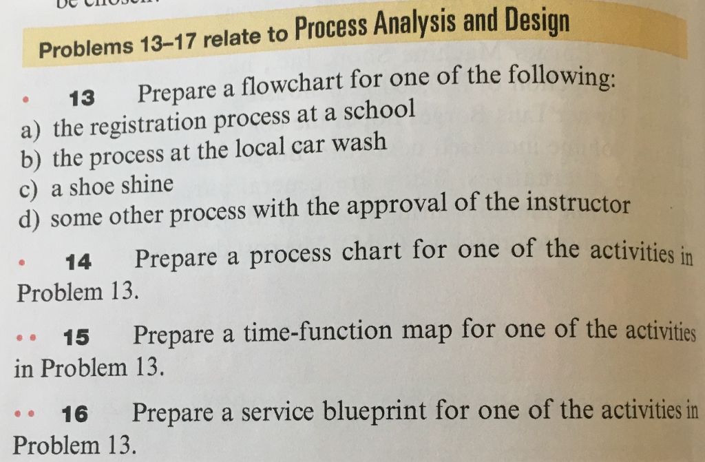 Solved Problems 13-17 relate to Process Analysis and Design | Chegg.com