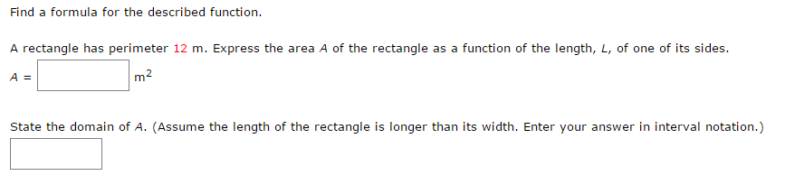Solved Find a formula for the described function. A | Chegg.com