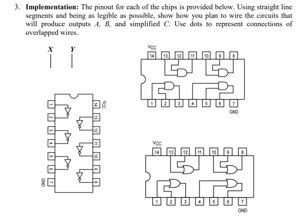 3. Implementation: The pinout for each of the chips | Chegg.com