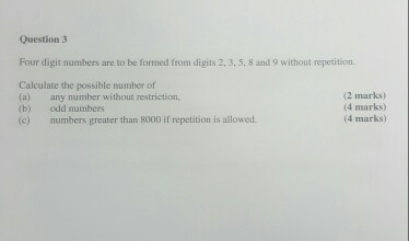 Solved Four digit numbers are to be formed from digits 2, 3, | Chegg.com