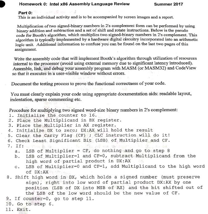 Solved Homework 0: Intel x86 Assembly Language Review Summer | Chegg.com