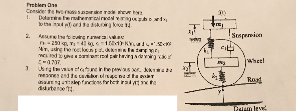 Solved Problem One Consider the two-mass suspension model | Chegg.com