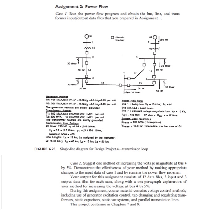 Run the power flow program and obtain the bus. line, | Chegg.com