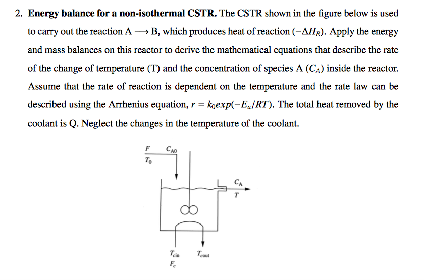 Solved The CSTR shown in the figure below is used to carry | Chegg.com