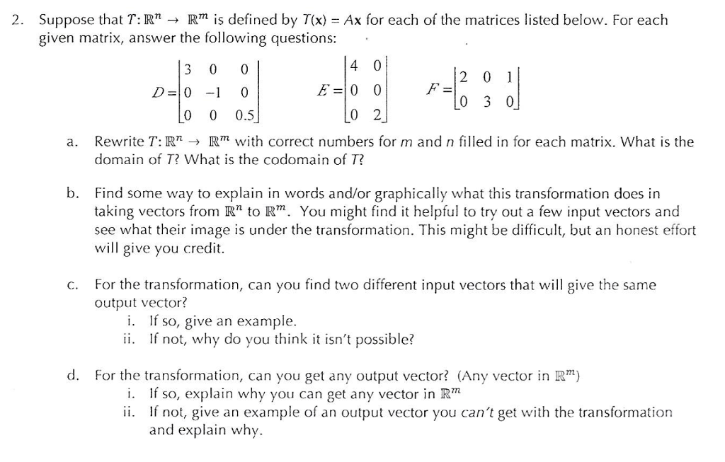 Solved 1 1. Suppose that T: R IR is defined by T(x) Ax, | Chegg.com
