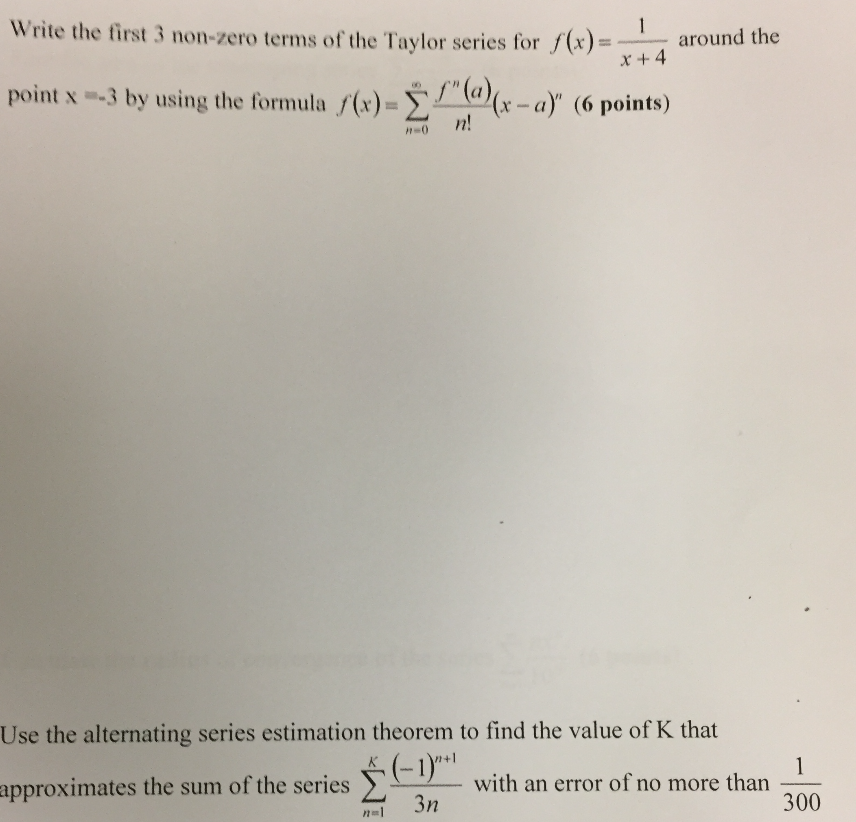 Solved Write the first 3 non-zero terms of the Taylor series | Chegg.com