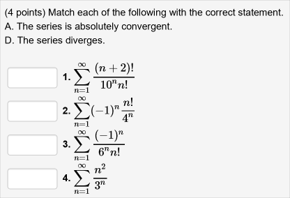 Solved (4 points) Match each of the following with the | Chegg.com