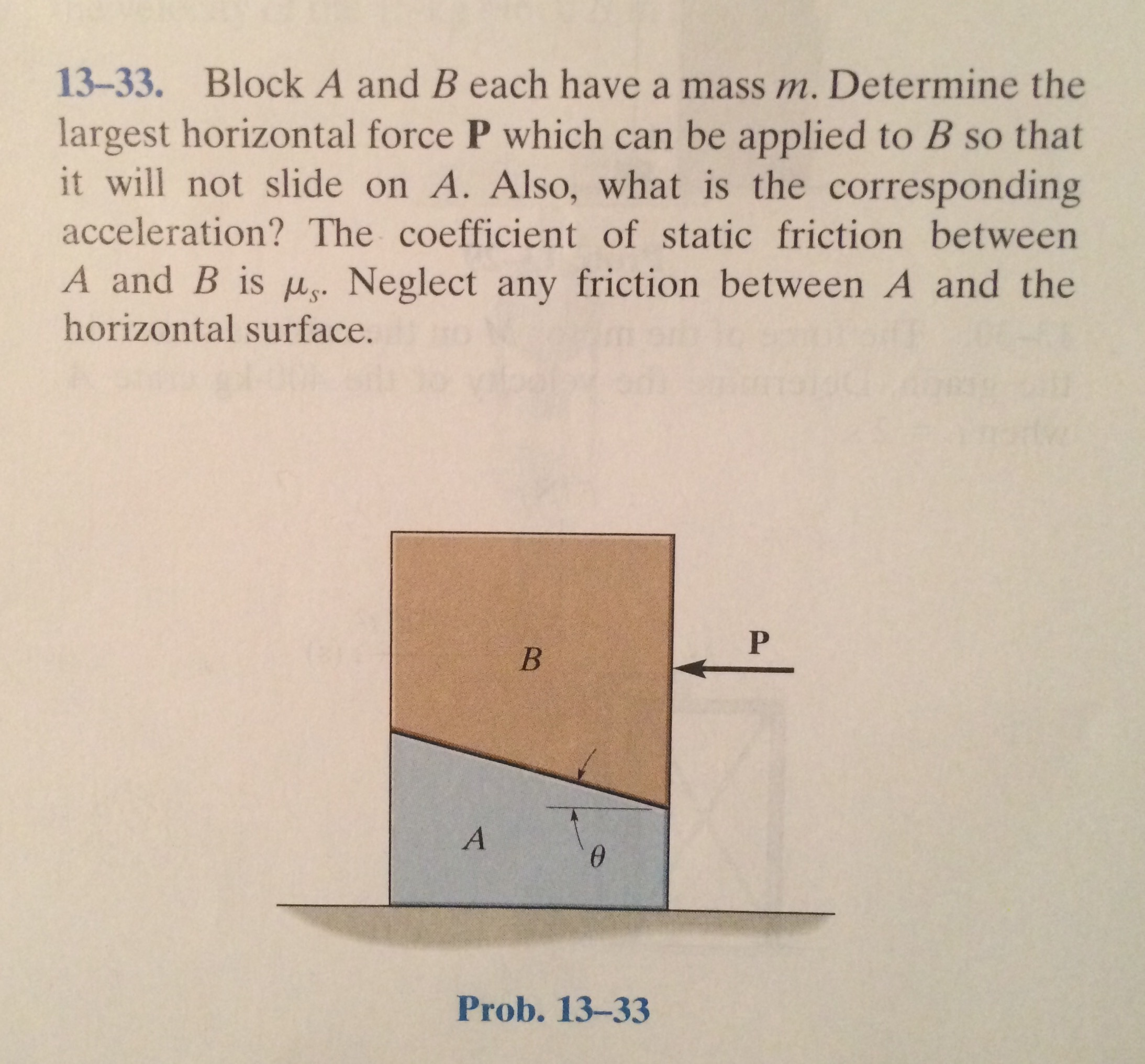 Solved 13-33. Block A and B each have a mass m. Determine | Chegg.com
