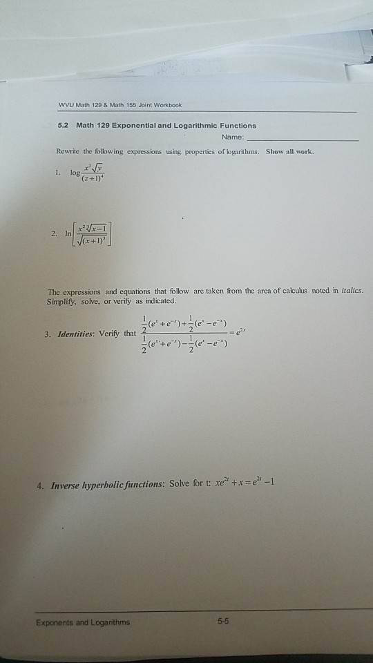 Solved WVU Math 129 & Math 155 Joint Workbook 5.2 Math 129 | Chegg.com