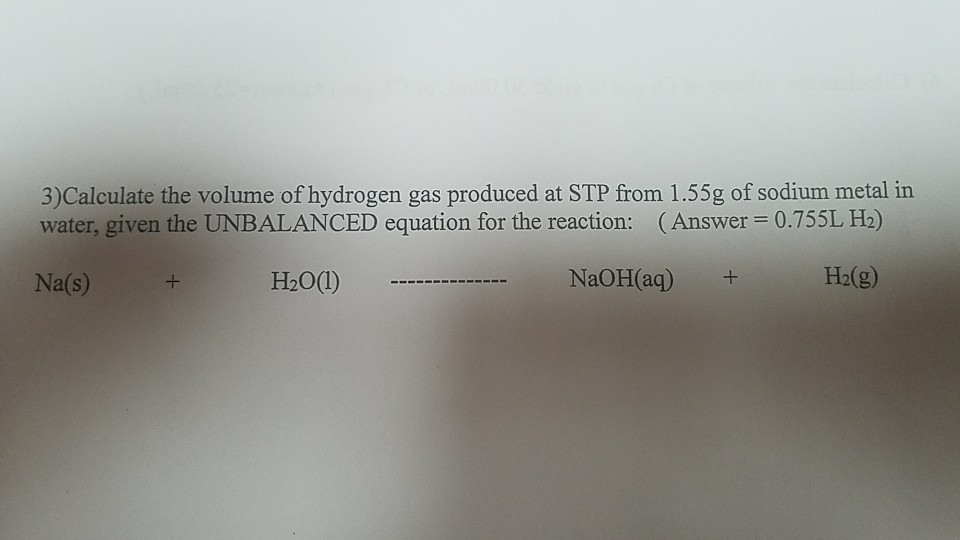 Solved 3)Calculate the volume of hydrogen gas produced at | Chegg.com