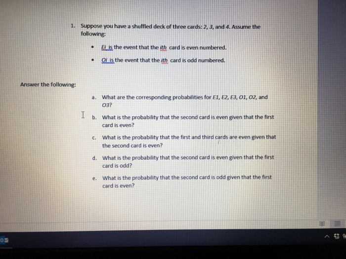 Solved Suppose you have a shuffled deck of three cards: 2, | Chegg.com