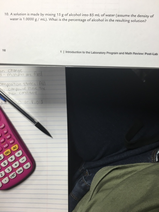 Solved A solution is made by mixing 15 g of alcohol into 85 | Chegg.com