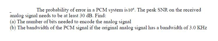Solved The probability of error in a PCM system is 10^4. The | Chegg.com