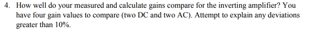 Solved How well do your measured and calculate gains compare | Chegg.com