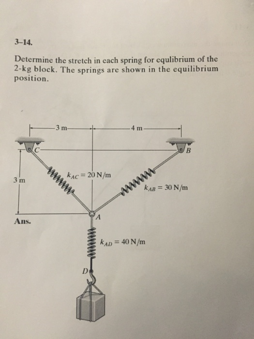Solved Determine the stretch in each spring for equlibrium | Chegg.com