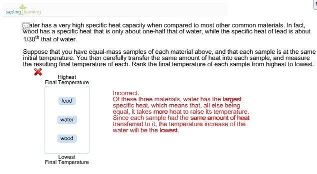 Solved: Water Has A Very High Specific Heat Capacity When ... | Chegg.com