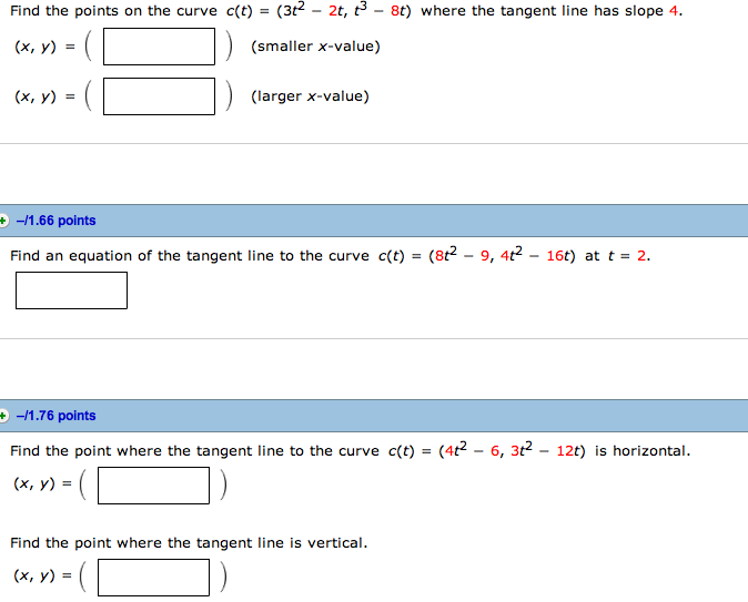 Solved Find the points on the curve c(t) = (3t2 -21, t3 - | Chegg.com