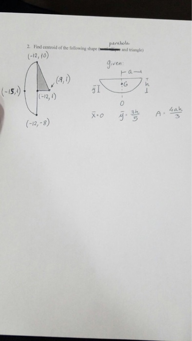 Solved Find centroid of the following shape (parabola and | Chegg.com