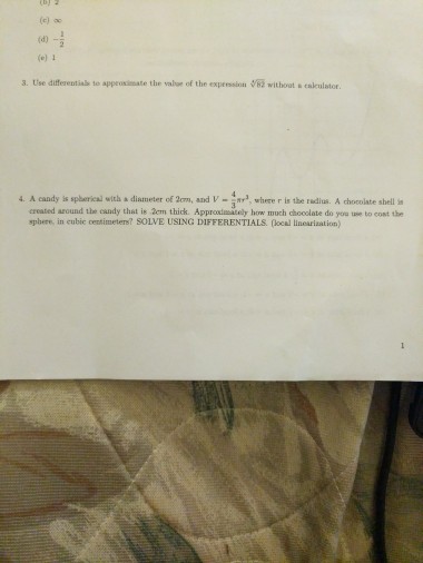 Solved Use differentials to approximate the value of the | Chegg.com