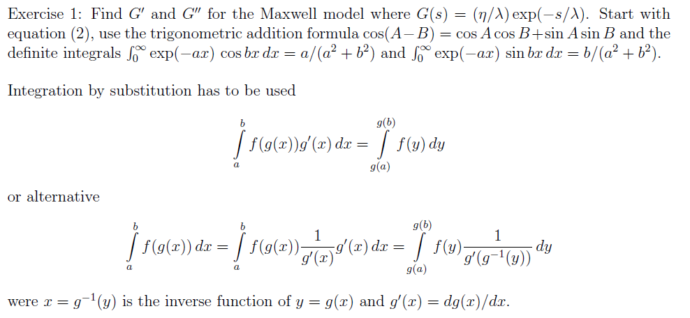 Exercise 1: Find G, and G" for the Maxwell model | Chegg.com