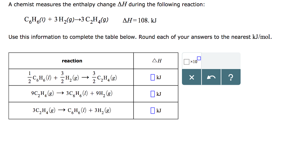 Solved A chemist measures the enthalpy change ?H during the | Chegg.com