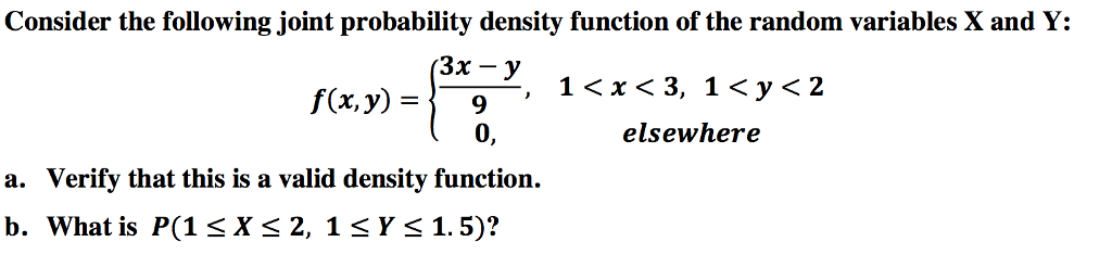 Solved Consider the following joint probability density | Chegg.com