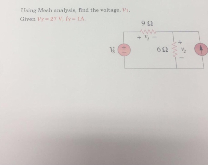 Solved Using Mesh analysis, find the voltage, V_1. Given V_s | Chegg.com