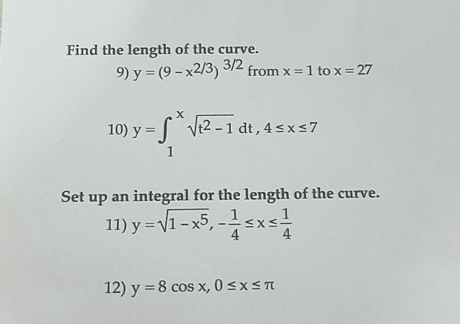 Solved Find the length of the curve. y = (9 - x^2/3)^3/2 | Chegg.com