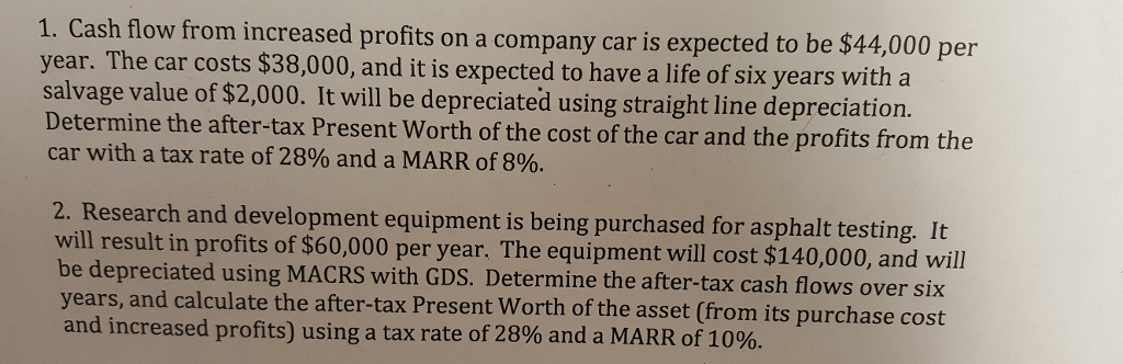 Solved Cash flow from increased profits on a company car is | Chegg.com