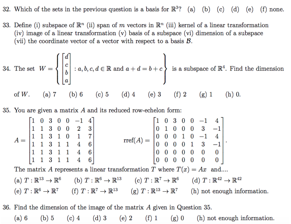 Solved 37. Find a basis for the image of the matrix A given | Chegg.com
