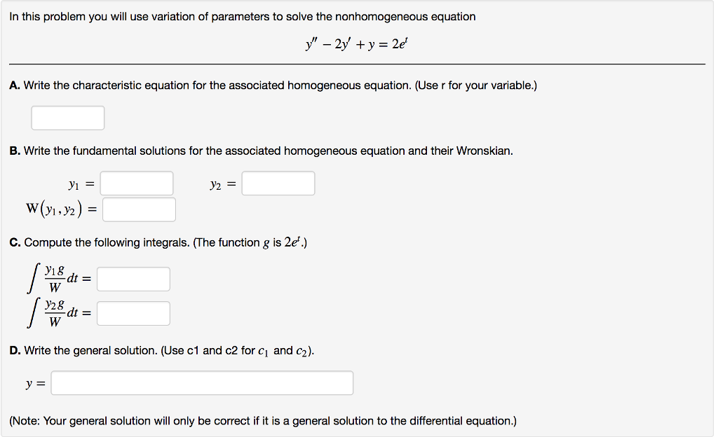 Solved In this problem you will use variation of parameters | Chegg.com