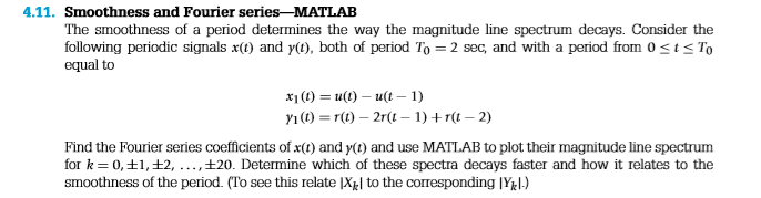 Solved 4.11. Smoothness and Fourier series-MATLAB The | Chegg.com