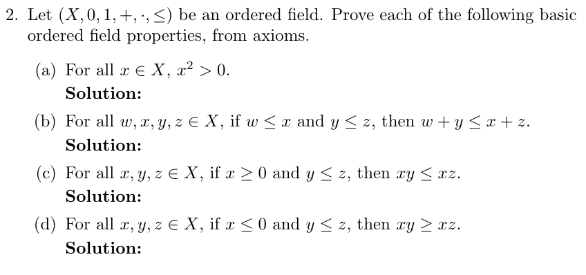 Solved 2 Let X 0 1 3 Be An Ordered Field Prove