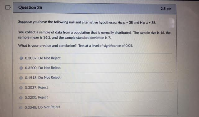 Solved Suppose you have the following null and alternative | Chegg.com