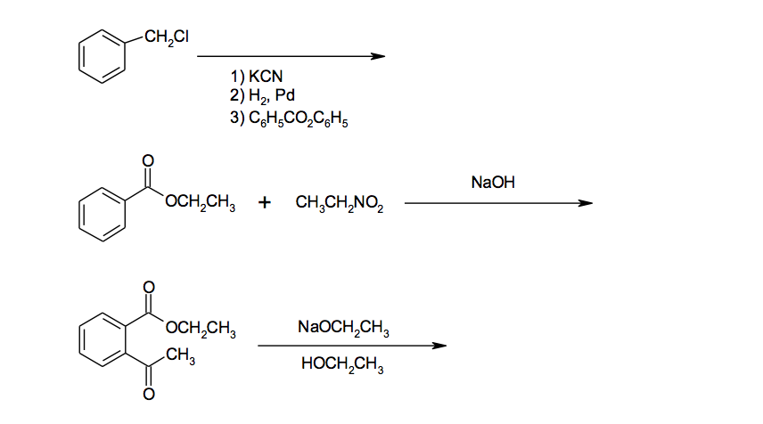 Solved CH2CI 1) KCN 2) H2, Pd NaOH OCH,CH CH NaoCH,CH, | Chegg.com