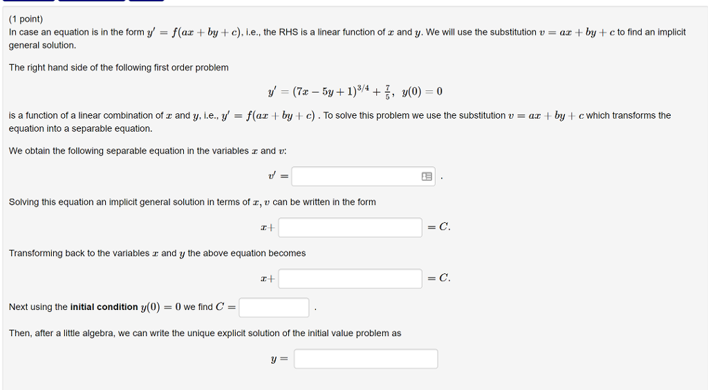 Solved In case an equation is in the form y' = f(ax + by | Chegg.com