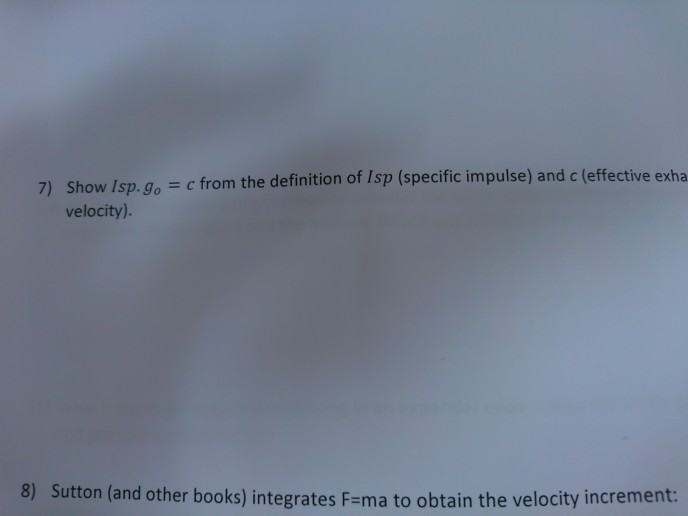 Solved Show Isp.g_o = c from the definition of Isp (specific | Chegg.com