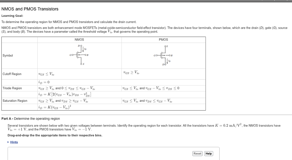 Solved NMOS and PMOS Transistors Learning Goal: To determine | Chegg.com