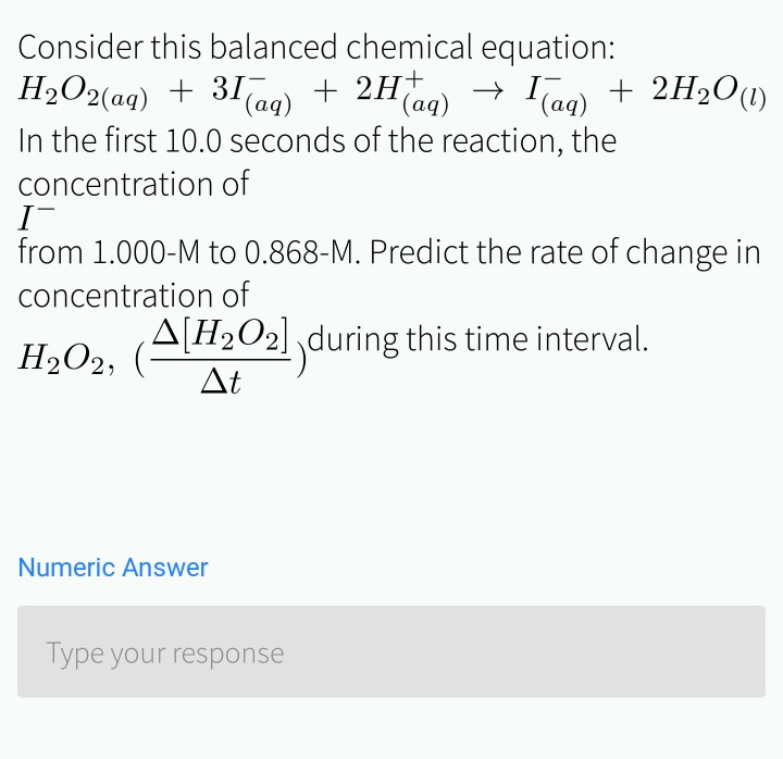 Solved Consider this balanced chemical equation: H2O2(aq) + | Chegg.com