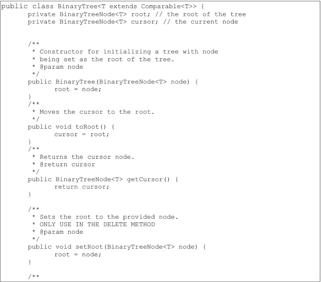 In java, a Binary Search Tree written in Java is | Chegg.com