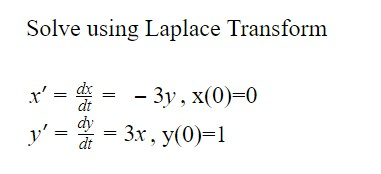 Solved Solve using Laplace Transform dt dy | Chegg.com