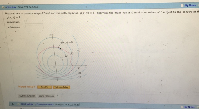 Solved Pictured are a contour map of f and a curve with | Chegg.com