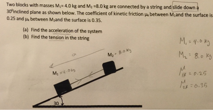 Solved Two blocks with masses M_1 = 4.0 kg and M_2 = 8.0 kg | Chegg.com