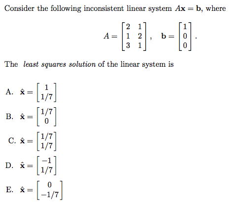 Solved Consider the following inconsistent linear system Ax | Chegg.com