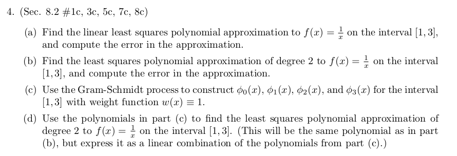 Solved Find The Linear Least Squares Polynomial