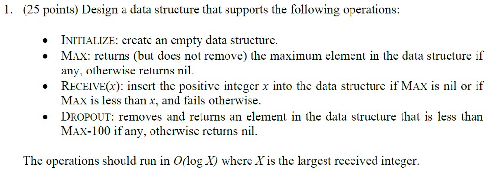 Design a data structure that supports the following | Chegg.com