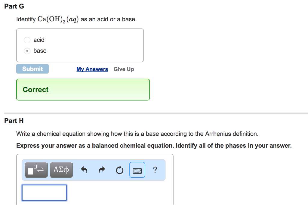 Solved Part E Identify HC2H3O2 (ag) as an acid or a base. | Chegg.com