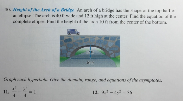 Solved 10. Height of the Arch of a Bridge An arch of a | Chegg.com