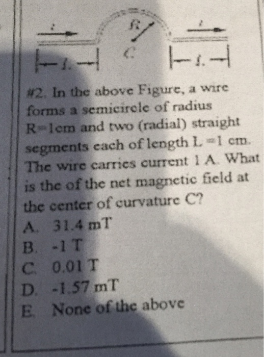 Solved In the above Figure, a wire forms a semicircle of | Chegg.com